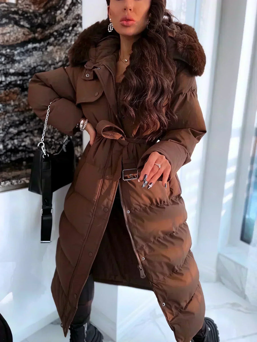 Winter coat with belt "CLASSIC" FC7523 - CHOCO – ELYNDI